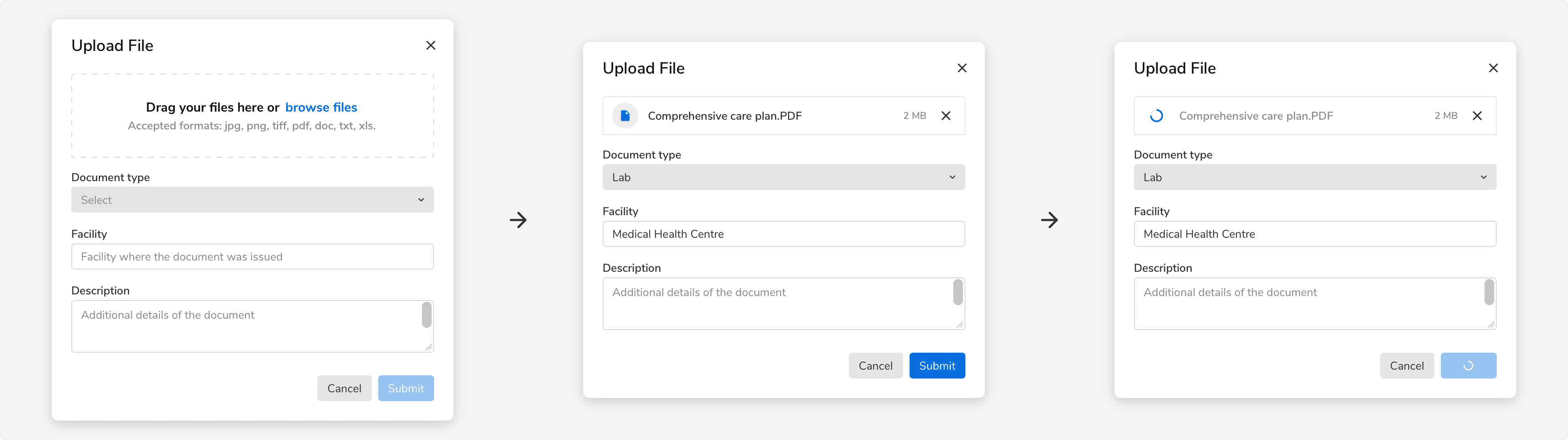 If the file has not been uploaded to the server already then the submit ...